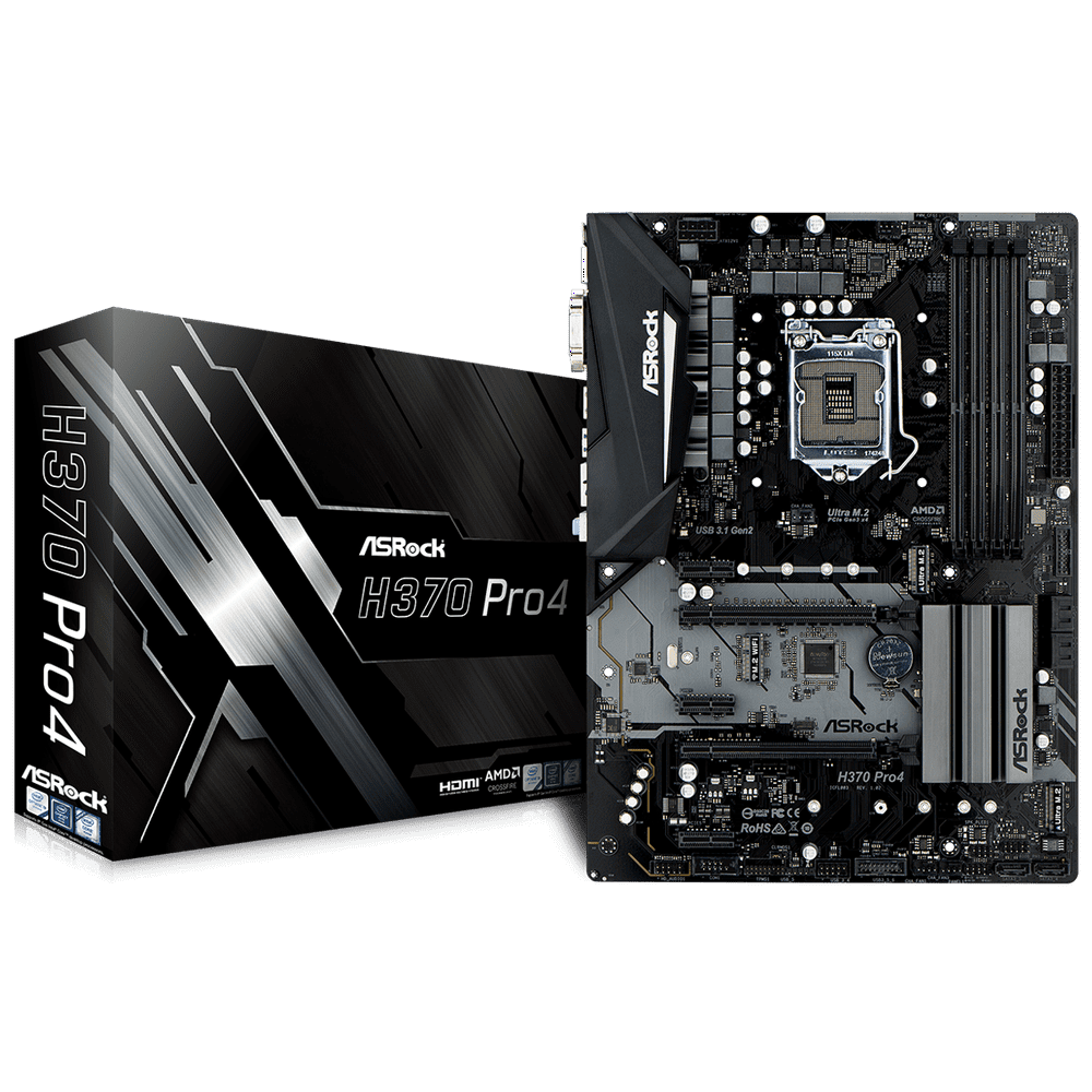 ASRock H370M Pro4 LGA 1151 (300 Series) Intel H370 HDMI SATA 6Gb/s USB ...