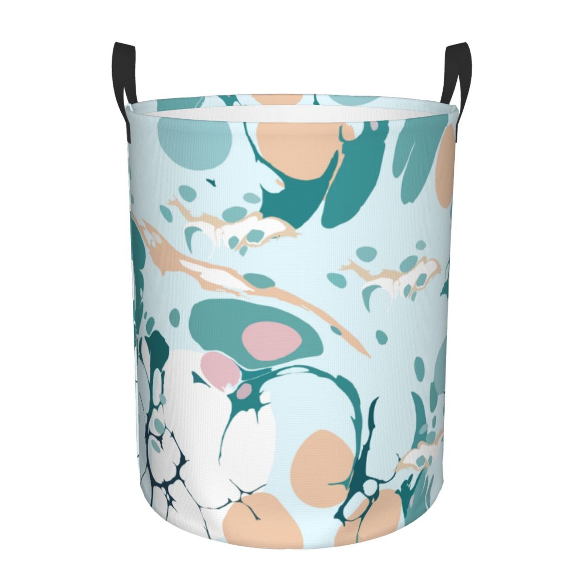 TEQUAN Waterproof Laundry Hampers, Abstract Liquid Texture Blue Pattern ...