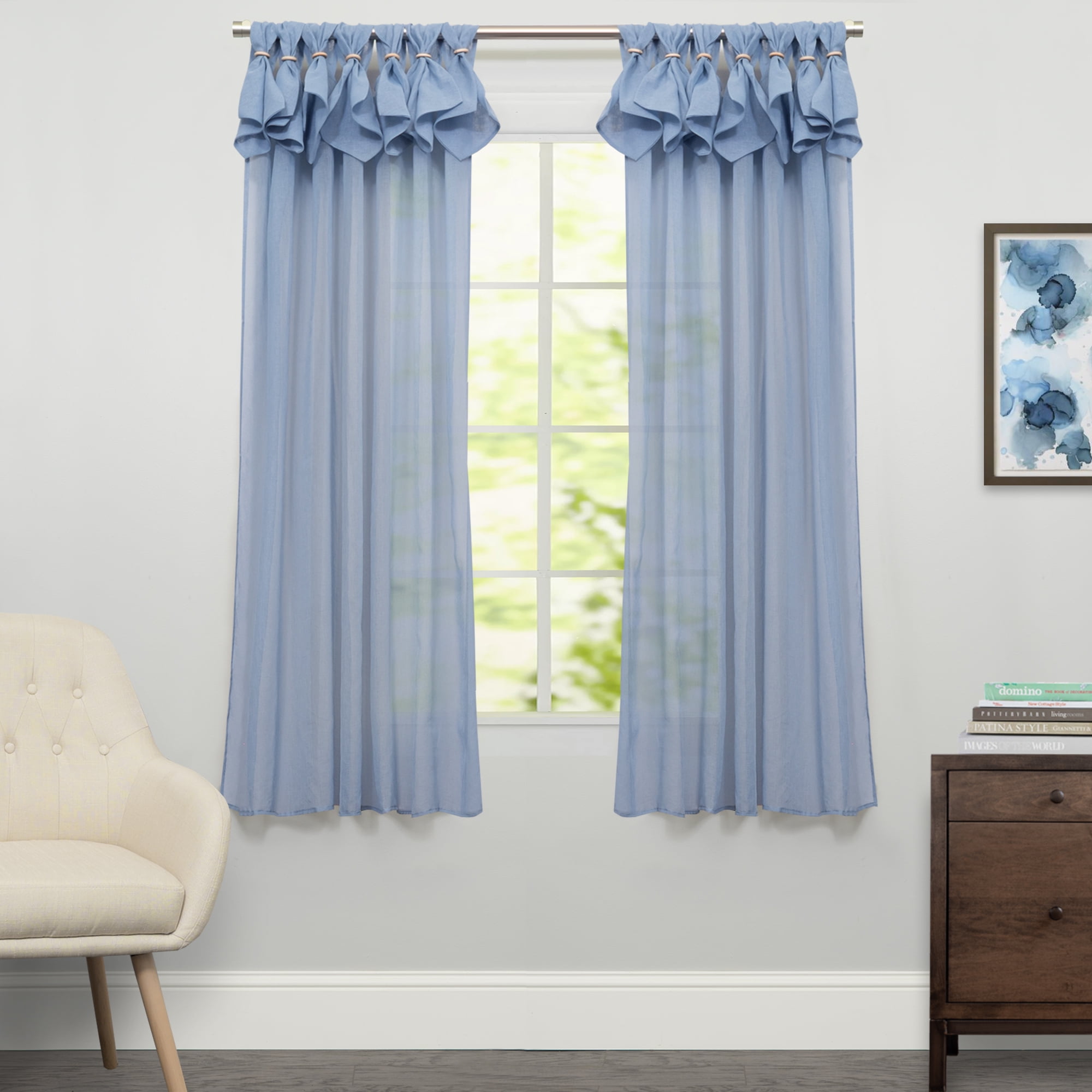 Breeze Semi Sheer Window Curtain Single Panel 63"x54" - Walmart.com