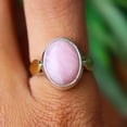 ELANZAA JEWELS- Pink Opal Ring Adjustable 925 Sterling Silver Band With ...