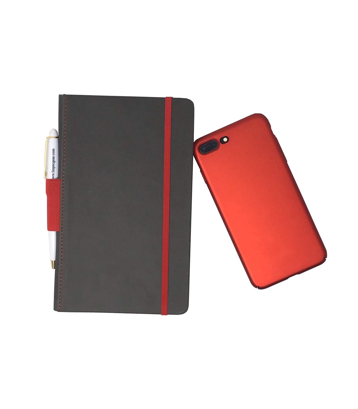 Impecgear Journal Scratch Free Leatherette Notebook - Grey / Red ...