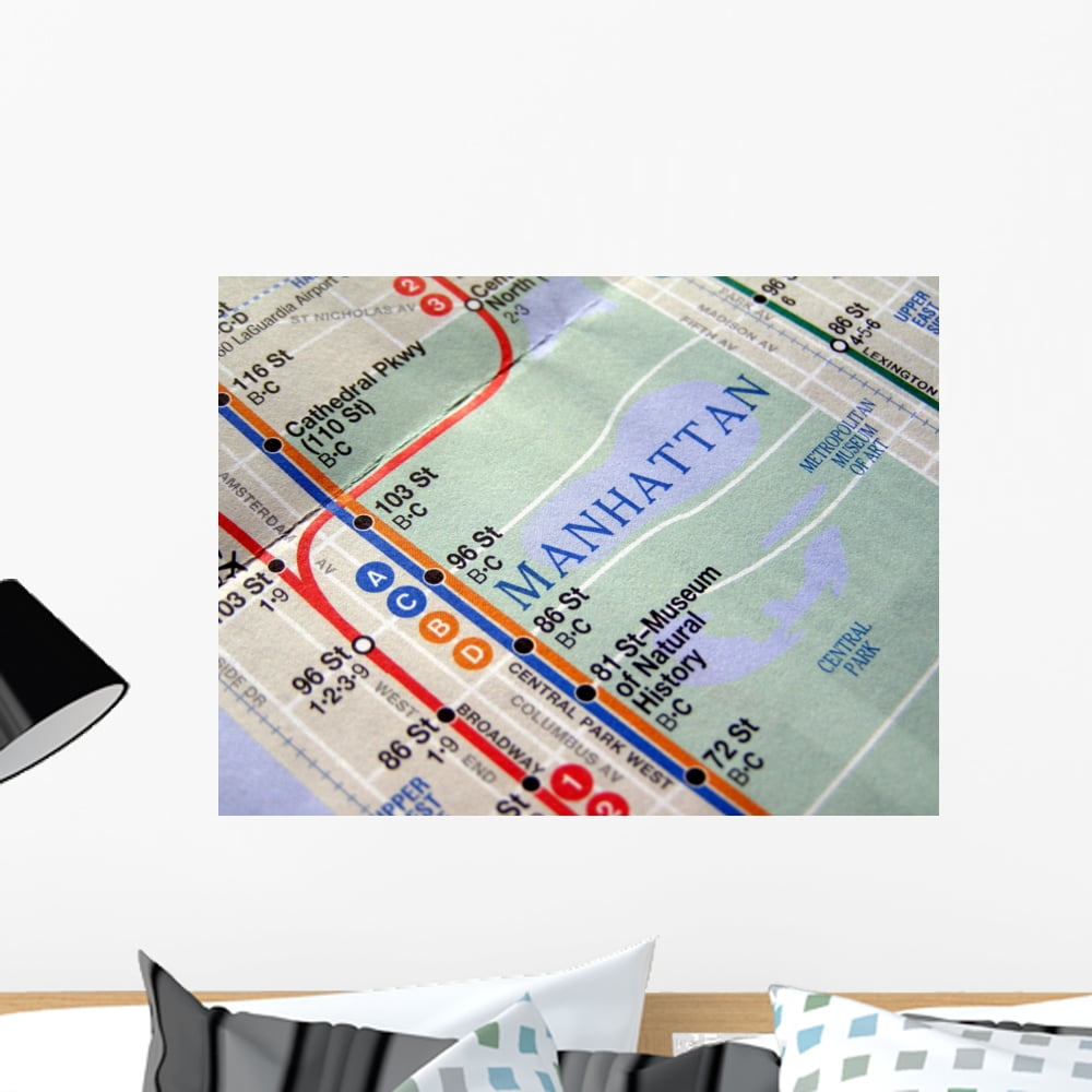 New York Subway Map Wall Mural Decal Sticker, Wallmonkeys Peel & Stick ...