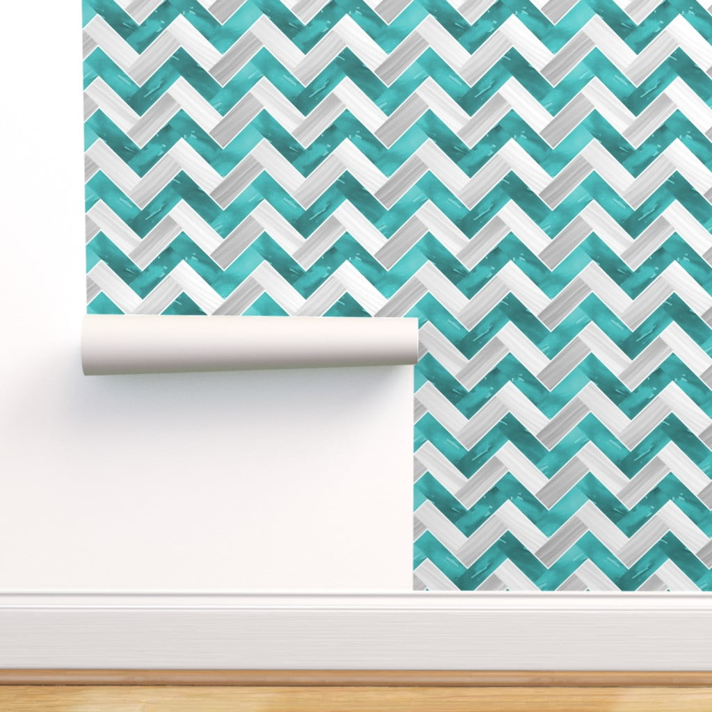 Teal And White Chevron Wallpaper
