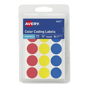 Avery Permanent Self-Adhesive Round Color-Coding Labels, 1/4" dia, Red ...