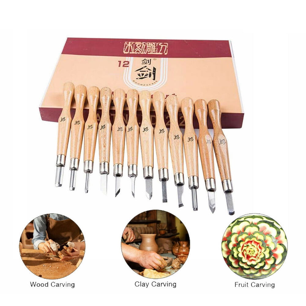 CJC Wood Carving Hand Chisel Tool, 12Pcs Professional Gouges Set ...