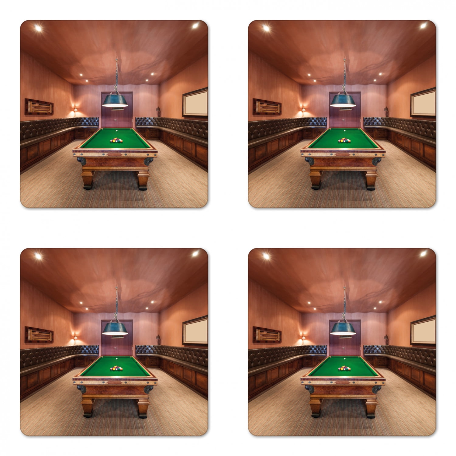 Modern Coaster Set of 4, Entertainment Room in Mansion Pool Table ...