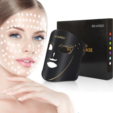 Led Face Mask Light Therapy, 7 Color Led Light Therapy Facial Mask Blue ...