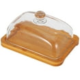 Rectangular Wooden Cake Stand with Glass Dome Lid 1 Tray for Countertop ...