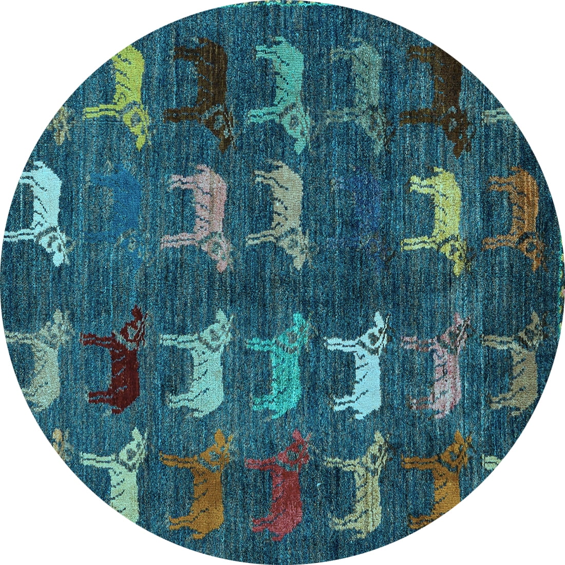 Ahgly Company Indoor Round Abstract Light Blue Modern Area Rugs, 5 ...