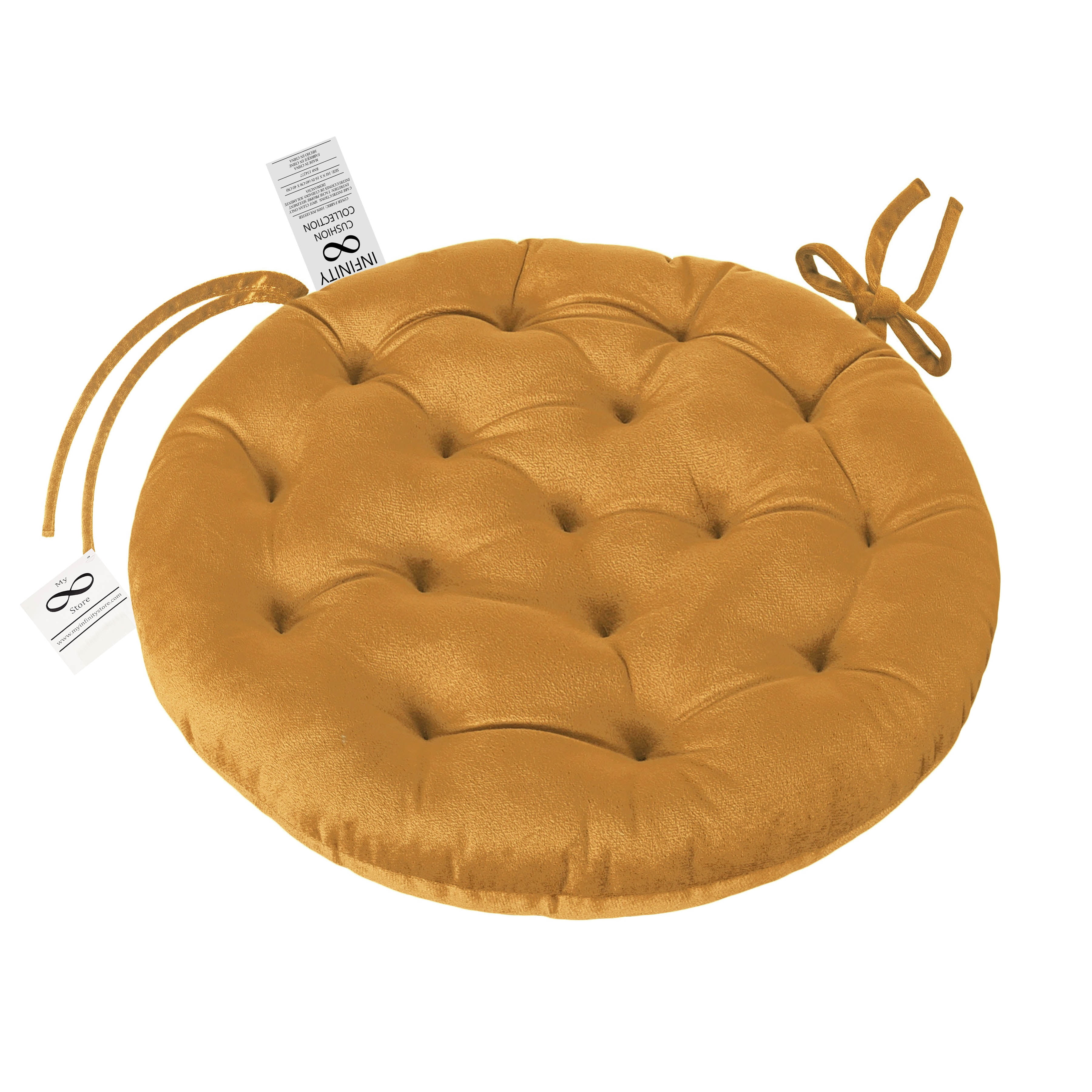 My Infinity Store 16" Plush Round Tufted Chair Pad/Cushions Tie-Backs ...