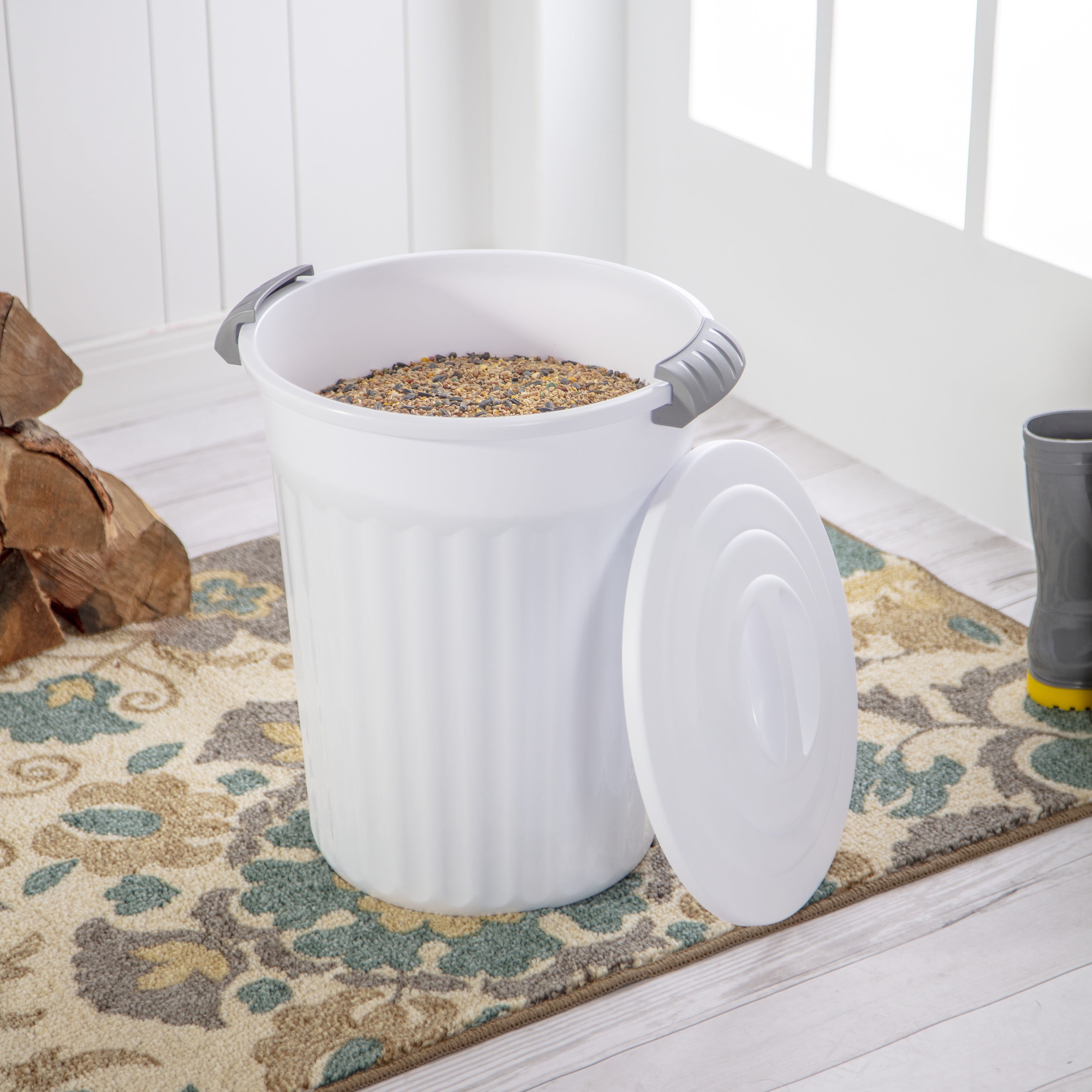 24 Quart Latching Utility Can White Durable Plastic Storage Container 24 Quart Latching Utility Can White Durable Plastic Storage Container