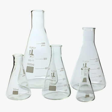 Glass Erlenmeyer Flask Set - 3 Sizes - 50, 150 and 250ml, Karter ...