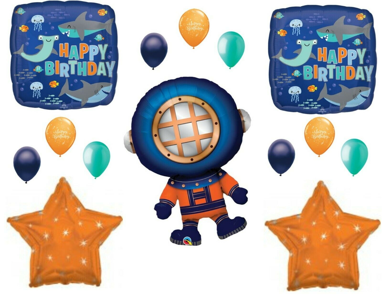 Scuba Diver Deep Sea Birthday party balloons Decoration Supplies Shark ...