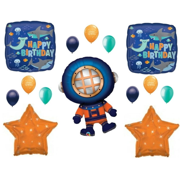 Scuba Diver Deep Sea Birthday party balloons Decoration Supplies Shark ...