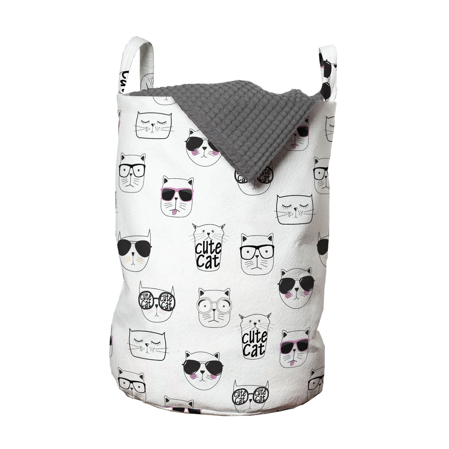 Cat Laundry Bag, Cool Hipster Cat Portraits with Sunglasses Funny Faces ...