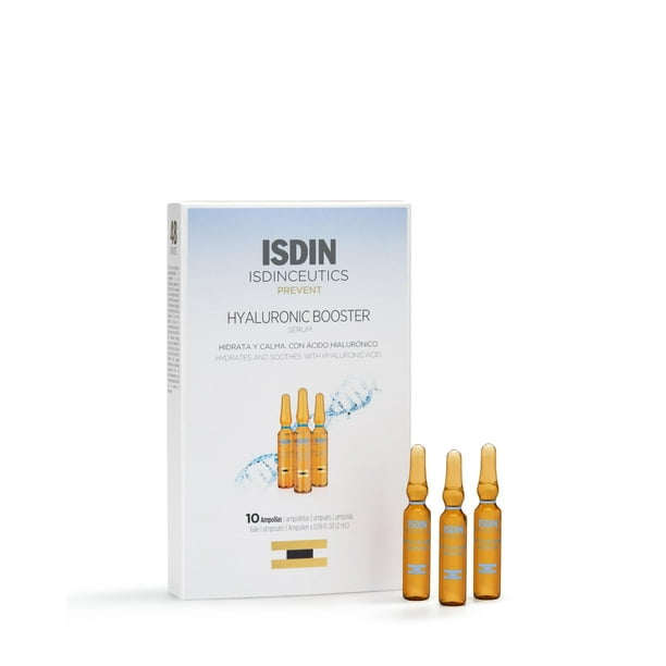 ISDIN Hyaluronic Booster Deep Hydration with Peptide Serum Ampoules, 10 ...