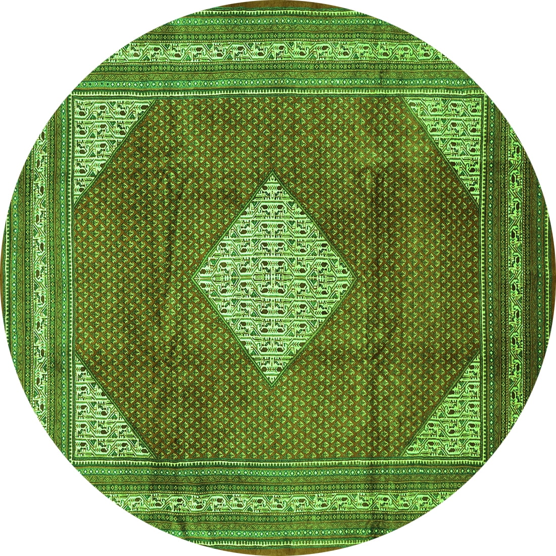 Ahgly Company Indoor Round Medallion Green Traditional Area Rugs, 5 ...