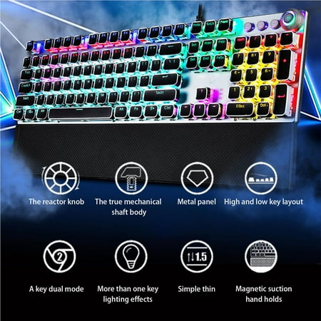 F2088 Computer Keyboard Wired Mechanical Keyboard with Wrist Rest 104 ...