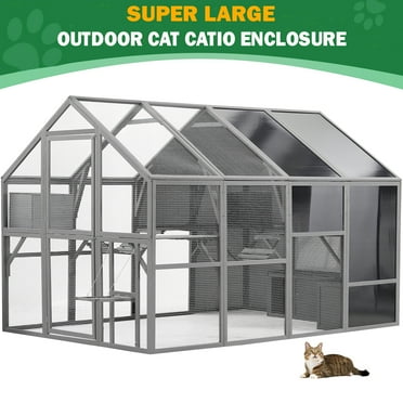 PawHut Catio Cat Window Box, Outside Enclosure W/ Bridge Platforms ...