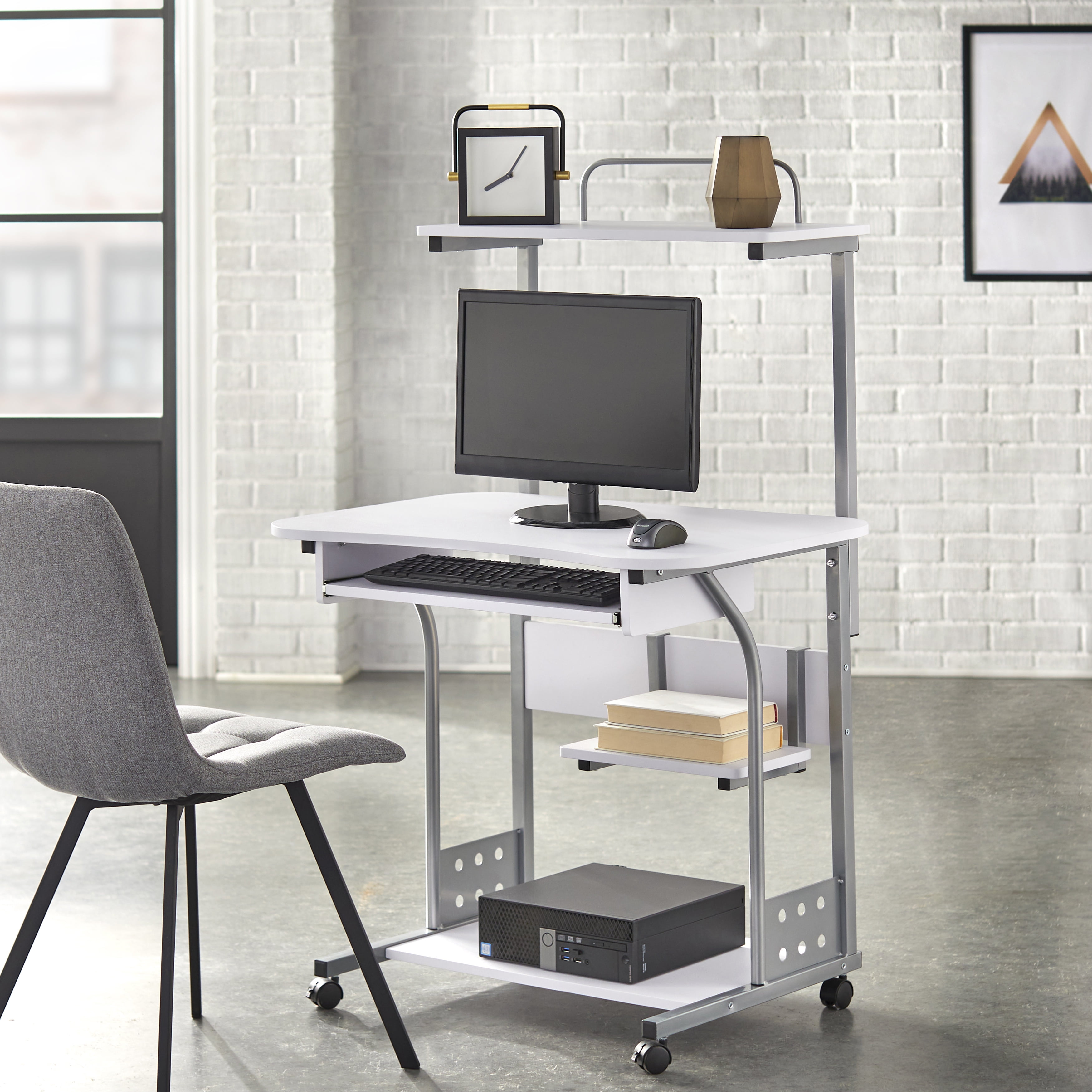 Buylateral Mobile Computer Tower Desk with Storage - Walmart.com