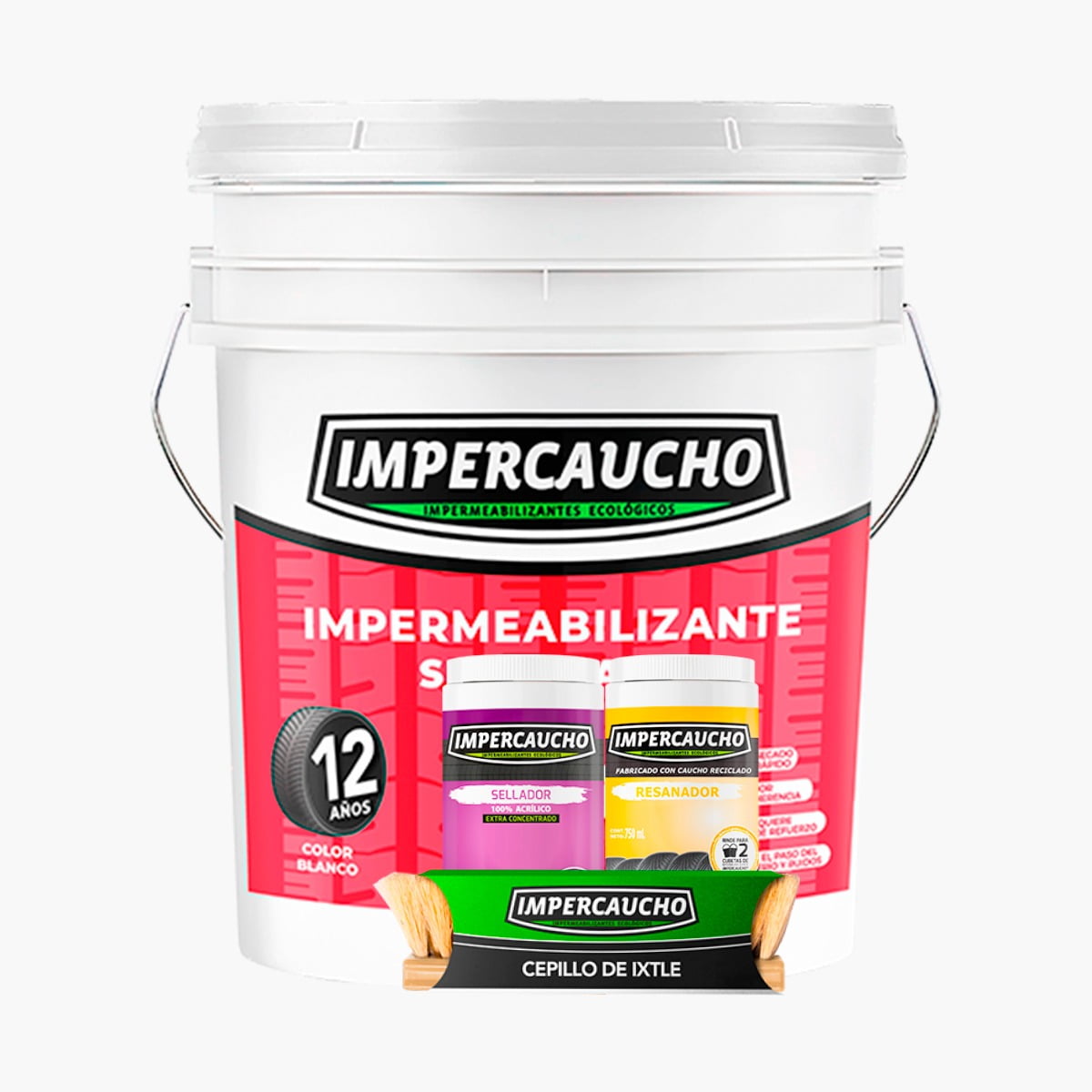 Kit Impermeabilizante Impercaucho Siliconado y Mejorado 60m2 a dos ...