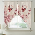 Butterfly Floral Swag Curtain Valance for Window 2 Panels Watercolor ...