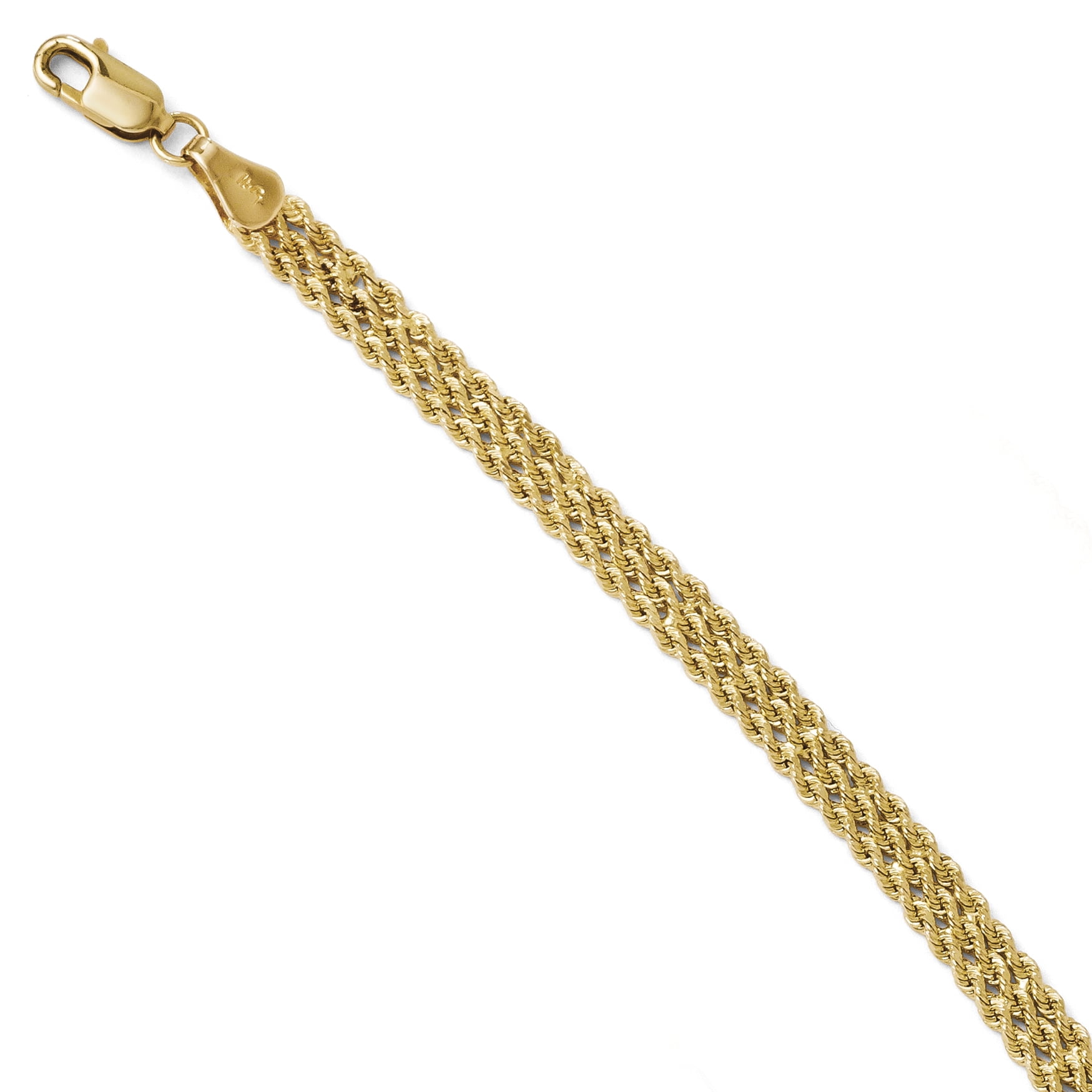 14kt Yellow Gold 4.5mm Wide Triple Rope Bracelet Chain Fine Jewelry ...