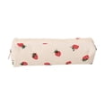 Beige Cloth Pencil Pouch For Students Teens Makeup Brush Bag Travel ...