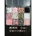 1 Box Random Mixed ABS Pearl Heart Bow Nail Art Decorations, 3D Alloy ...