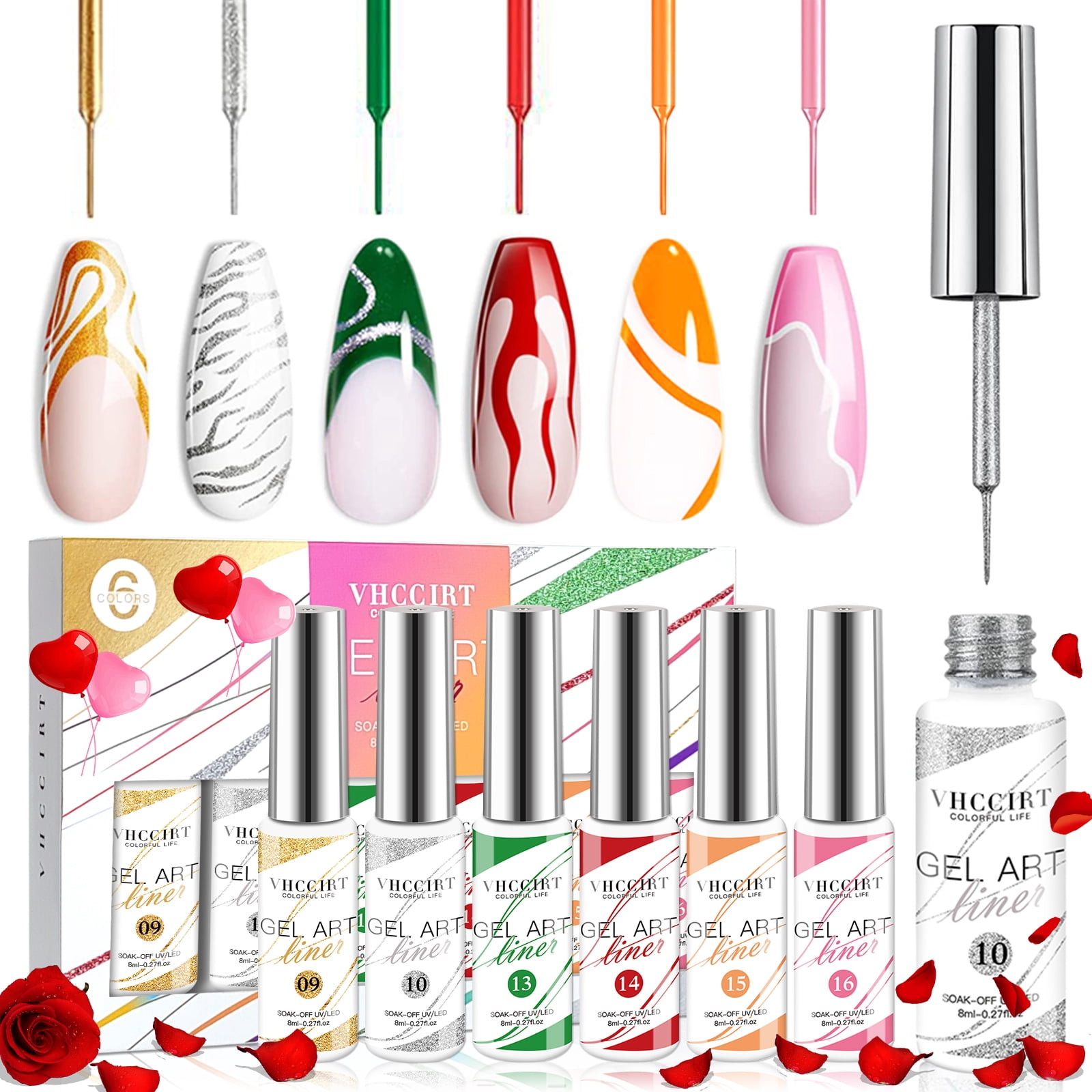 Vhccirt Gel Nail Polish Painted Set - 6 Colors Gel Liner Nail Polish ...