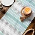 Aqua Gray Stripes Table Runner, Minimalist Gradient Lines Aesthetic ...