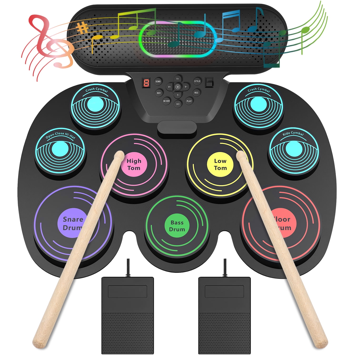 Lvelia 9 Pads Portable Electronic Drum Sets Kit for Kids Adults with ...