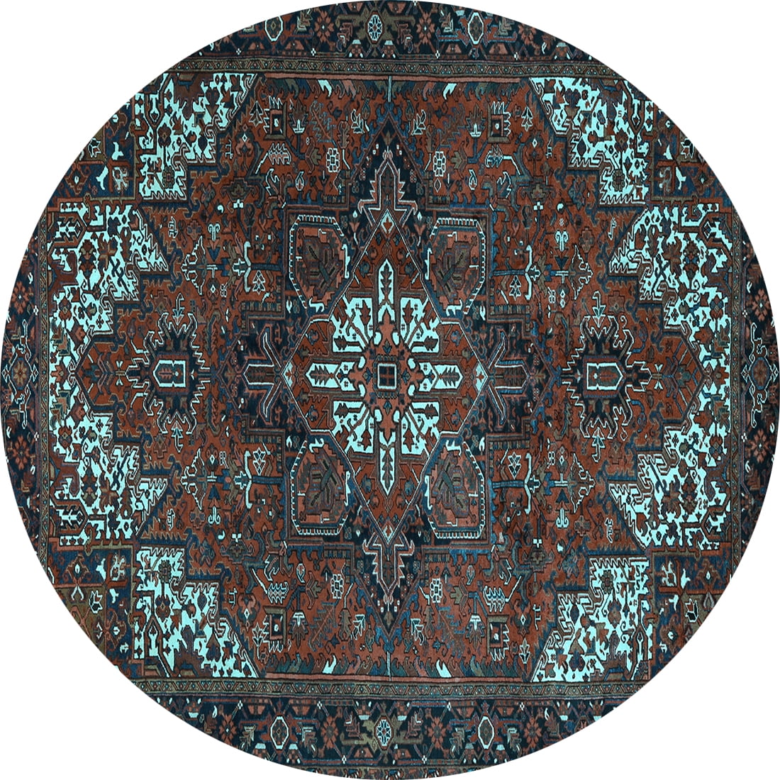 Ahgly Company Indoor Round Persian Light Blue Traditional Area Rugs, 7 ...