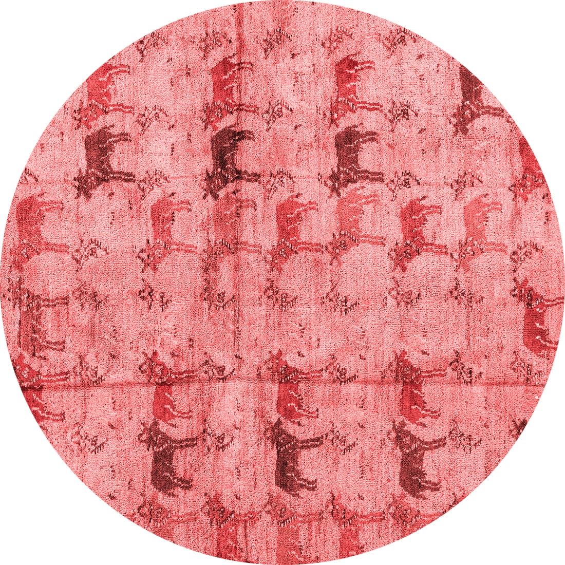 Ahgly Company Indoor Round Abstract Red Modern Area Rugs, 8' Round ...