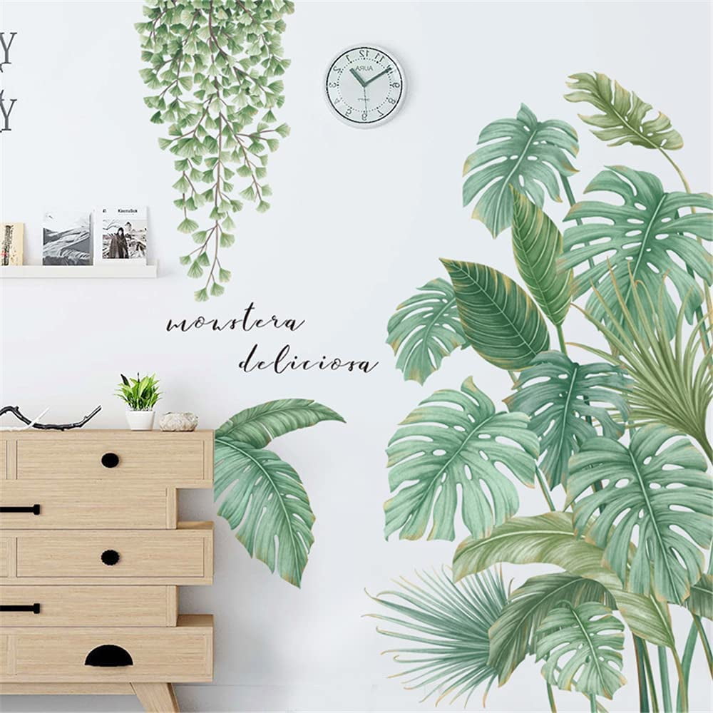 DILIBRA Green Plants Wall Stickers Tropical Leaves Wall Decals Hanging ...