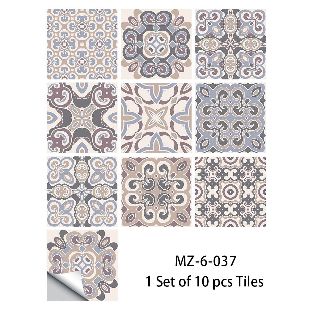 CUH 10pcs Removable PVC Wall Tile Sticker Waterproof Bathroom ...