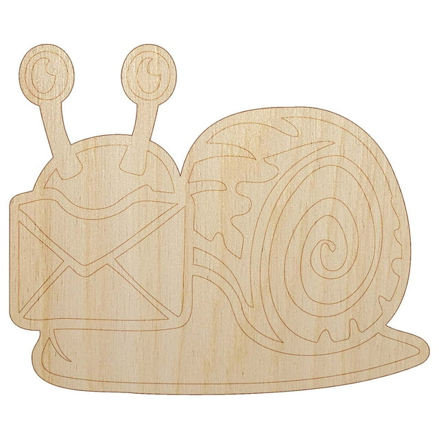 Cute Snail with Mail Gastropod Wood Shape Unfinished Piece Cutout Craft ...