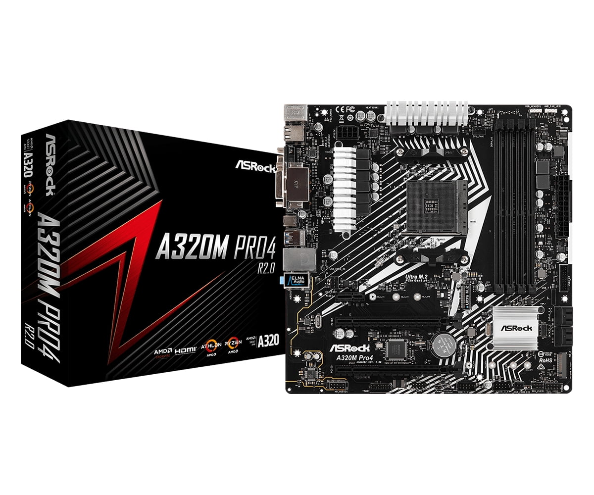 Asrock A320M Pro4 R2.0 AM4 AMD Promontory A320 Micro ATX DDR4-SDRAM ...