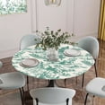 Round Tablecloths with Elastic Edged Chinoiserie Green Garden Scenery ...