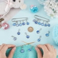 4pcs Blue Flower Pattern Glass Pendant Stitch Markers Crochet Leverback ...