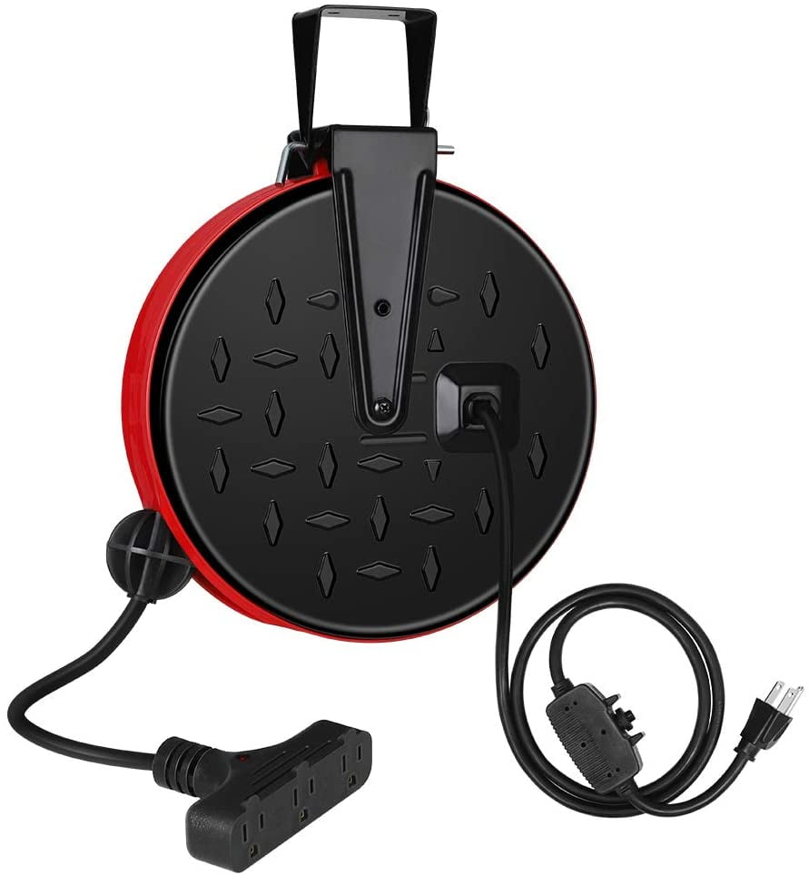 Wgthhk 30 Ft Retractable Extension Cord Reel, Ceiling/Wall Mount 16/3 ...