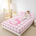 Catabedysis Pink Checkered Pattern Bed Sheets,Personalized Letter S ...