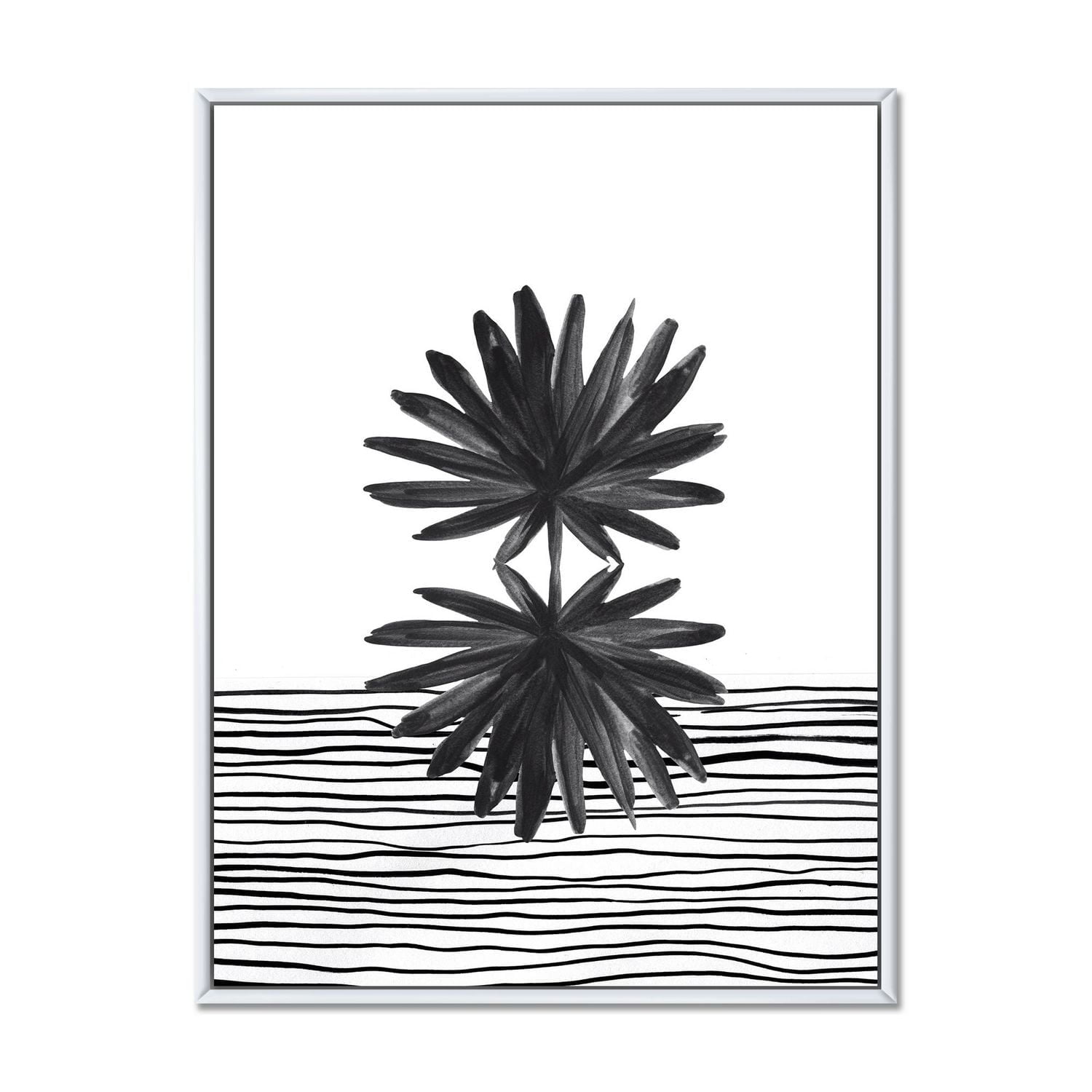 Click here for Designart Black And White Tropical Leaf On Striped... prices