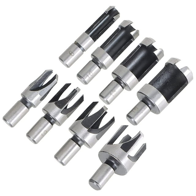8Pcs Wood Plug Cutter Drill Bit Straight and Taper Claw Tool Set for ...