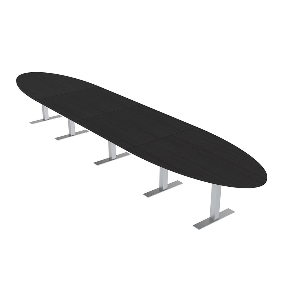18X4 Modular Conference Table Oval Shape Metal Bases Electrical Units ...
