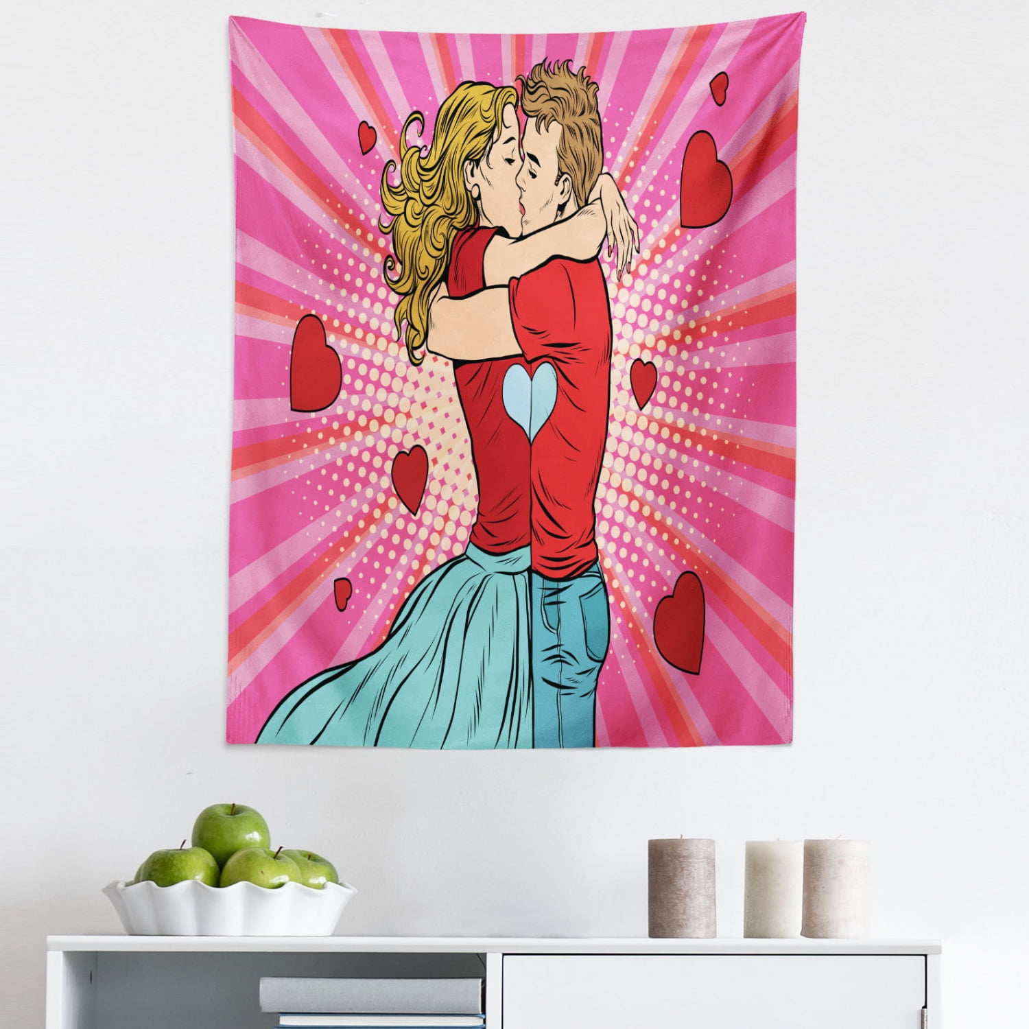 Love Tapestry, Pop Art Style Image Couple Kissing Each Other ...