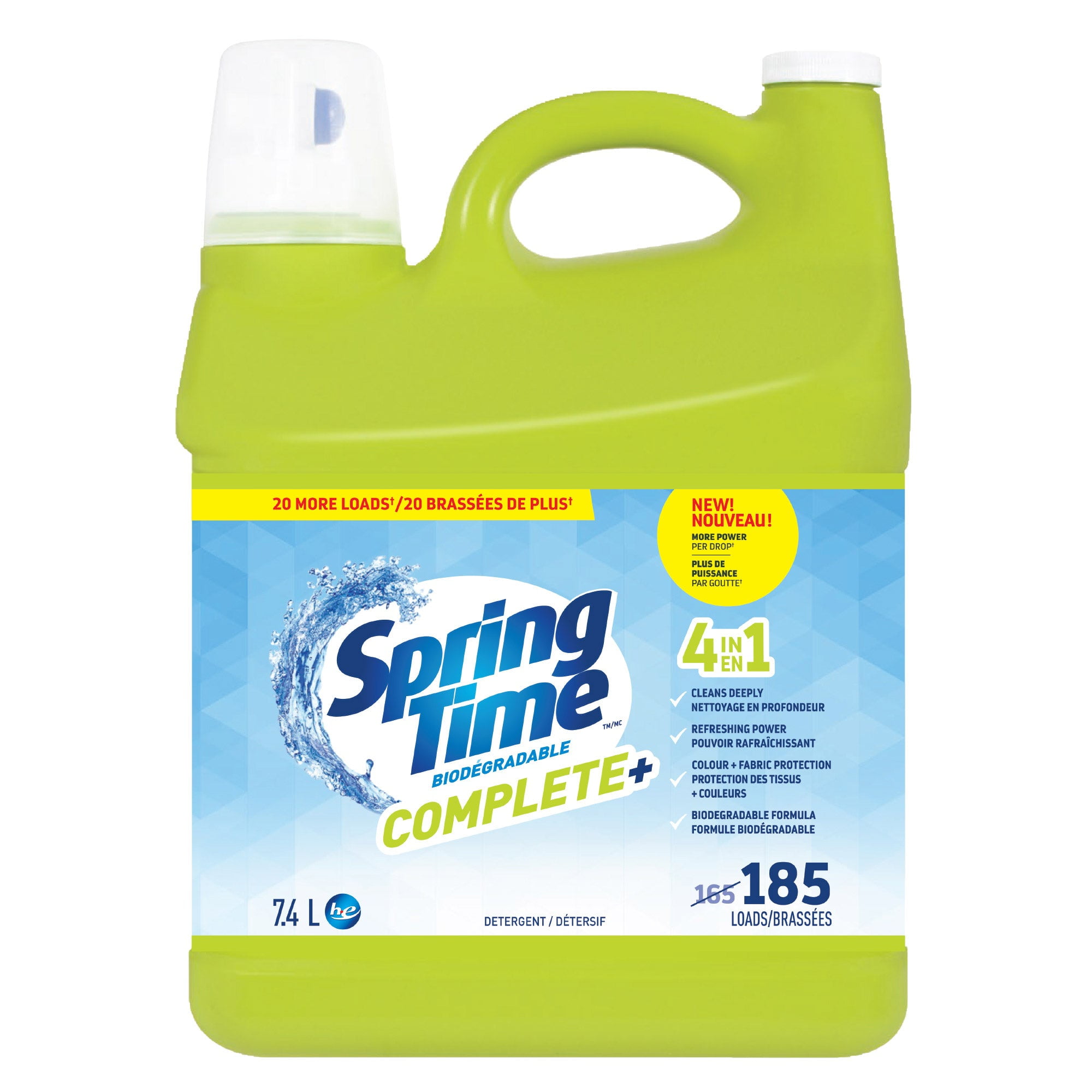 Springtime Biodegradable Complete + 4-in-1 Detergent, 7.4L 185 loads ...