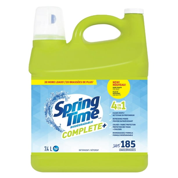Springtime Biodegradable Complete + 4-in-1 Detergent, 7.4L 185 loads ...