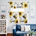 3 Piece Kitchen Curtains and Valances Set Sunflowers Bees Cafe Curtains ...