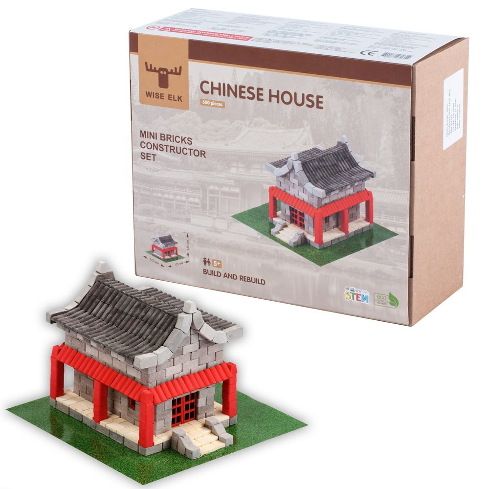 Mini bricks construction set Chinese House 600 pcs. Glue included. Grey ...